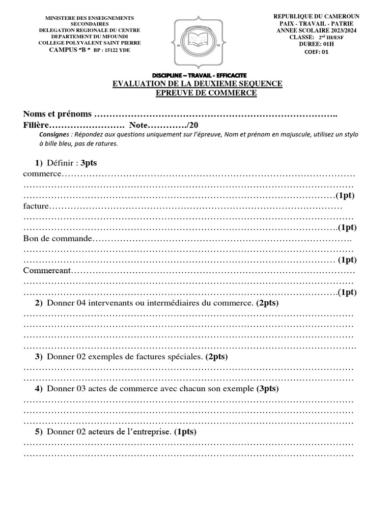 SEQ2 Commerce 2nd IH-2 | PDF