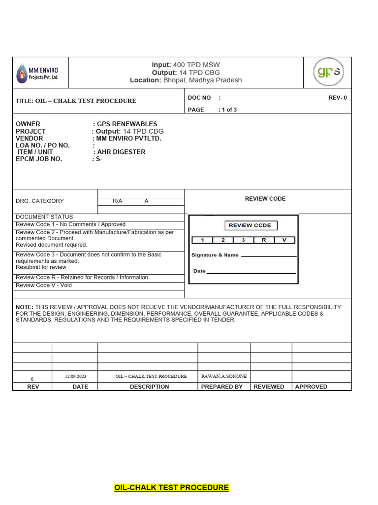 Oil-Chalk Test Procedure | PDF