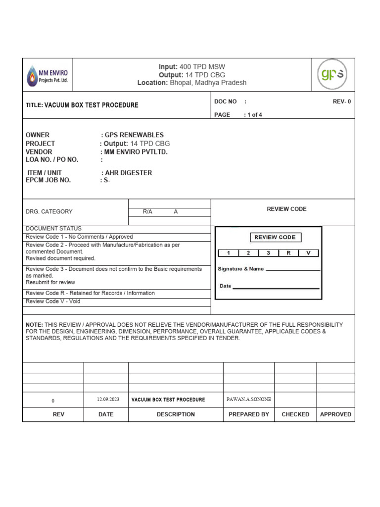 Vacuum Box TestProcedure | PDF