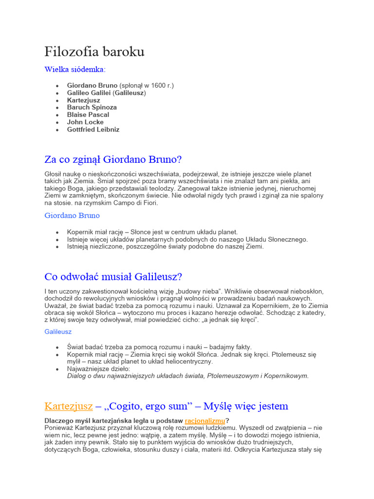 Filozofia Baroku | PDF