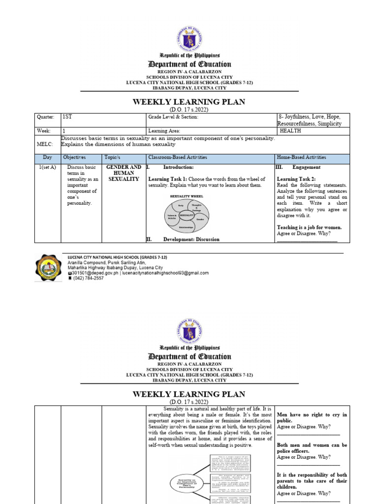 F2F-WLP-health Week 1 | PDF