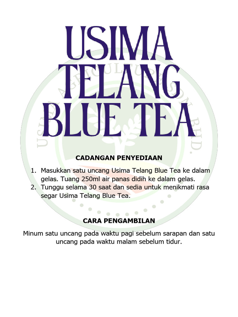 Cara Menyeduh Usima Telang Tea | PDF | Memasak, Makanan, & Anggur