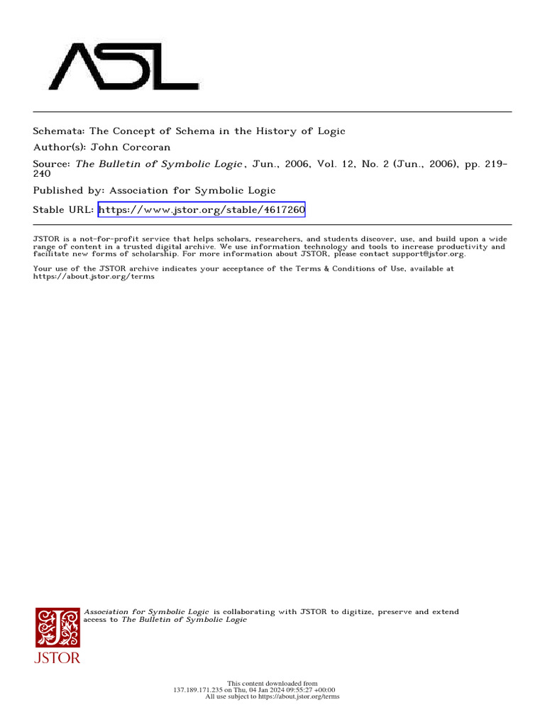 Corcoran SchemataConceptSchema 2006 | Download Free PDF | Mathematical Logic | First Order Logic