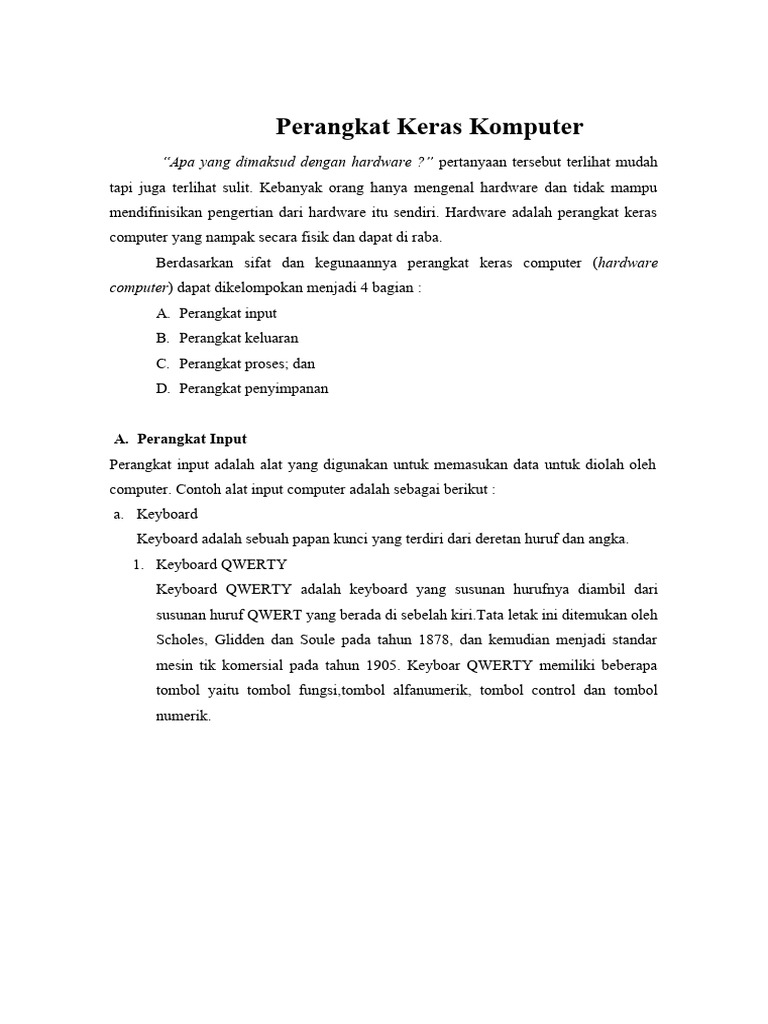Panduan Dasar Perangkat Keras Komputer | PDF | Komputer