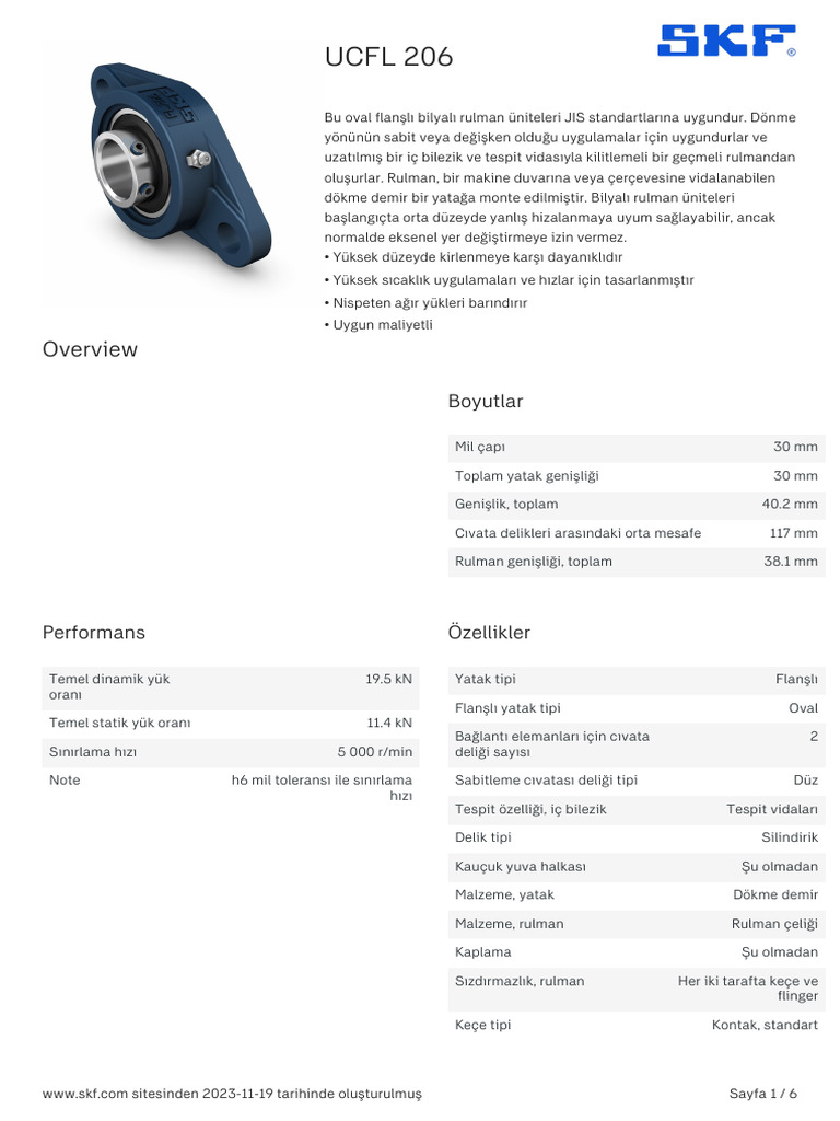 SKF UCFL 206 Specification | PDF