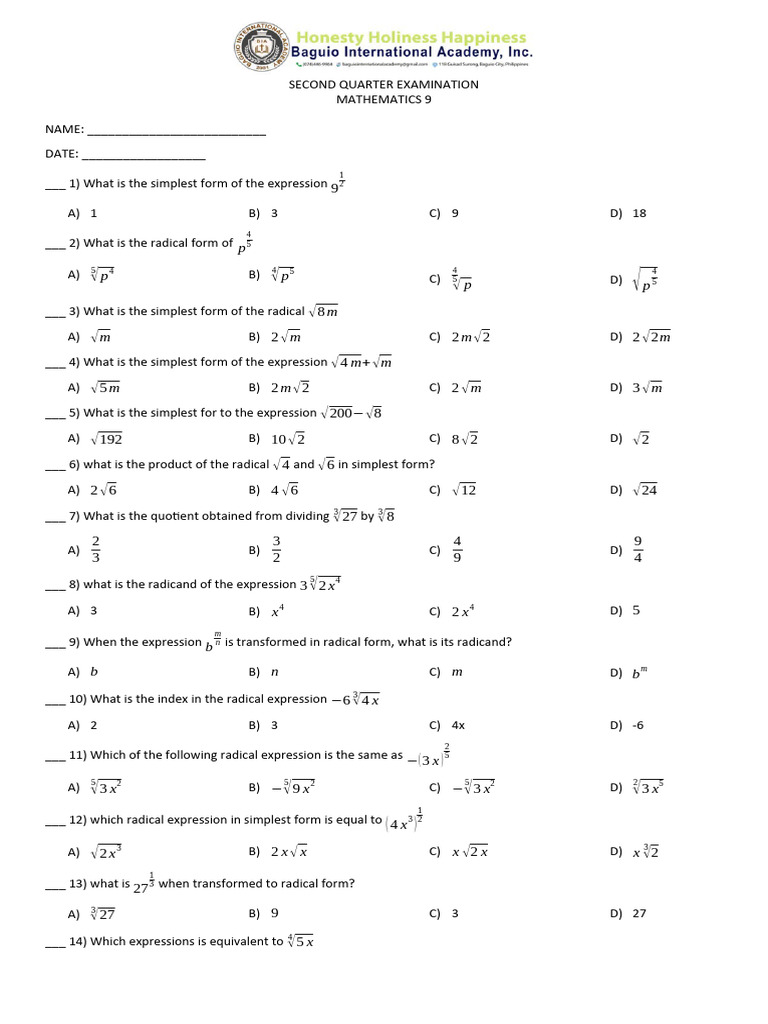 Math 9 Quarter 2 | PDF