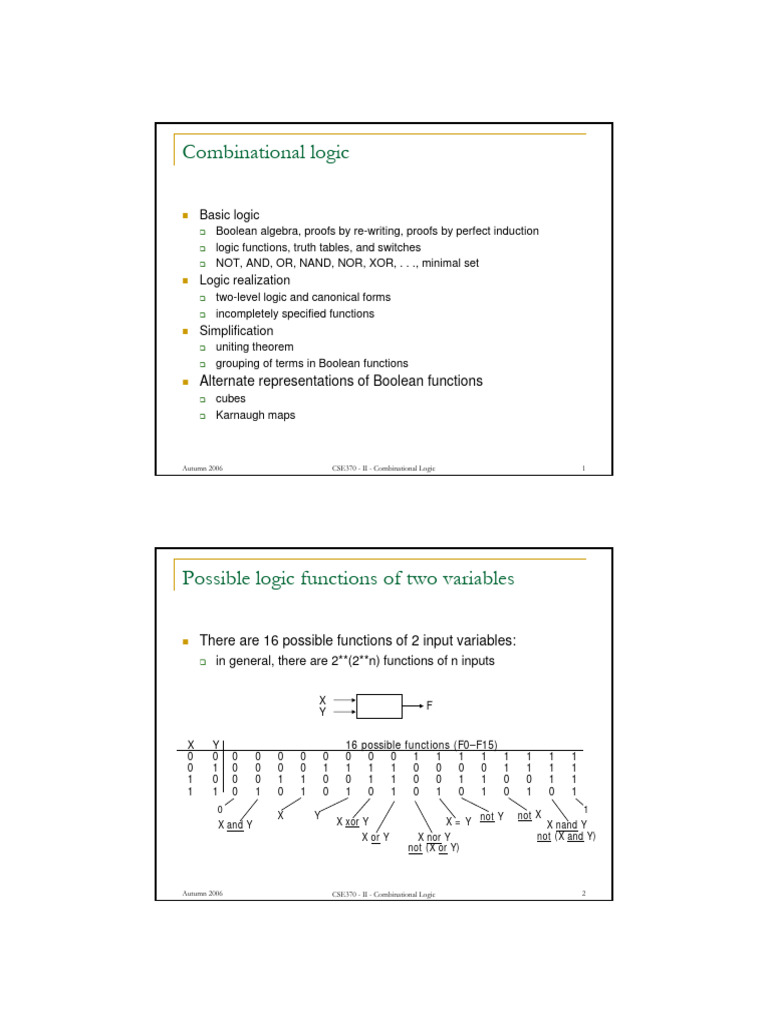 02 Comb | PDF | Logic Gate | Boolean Algebra
