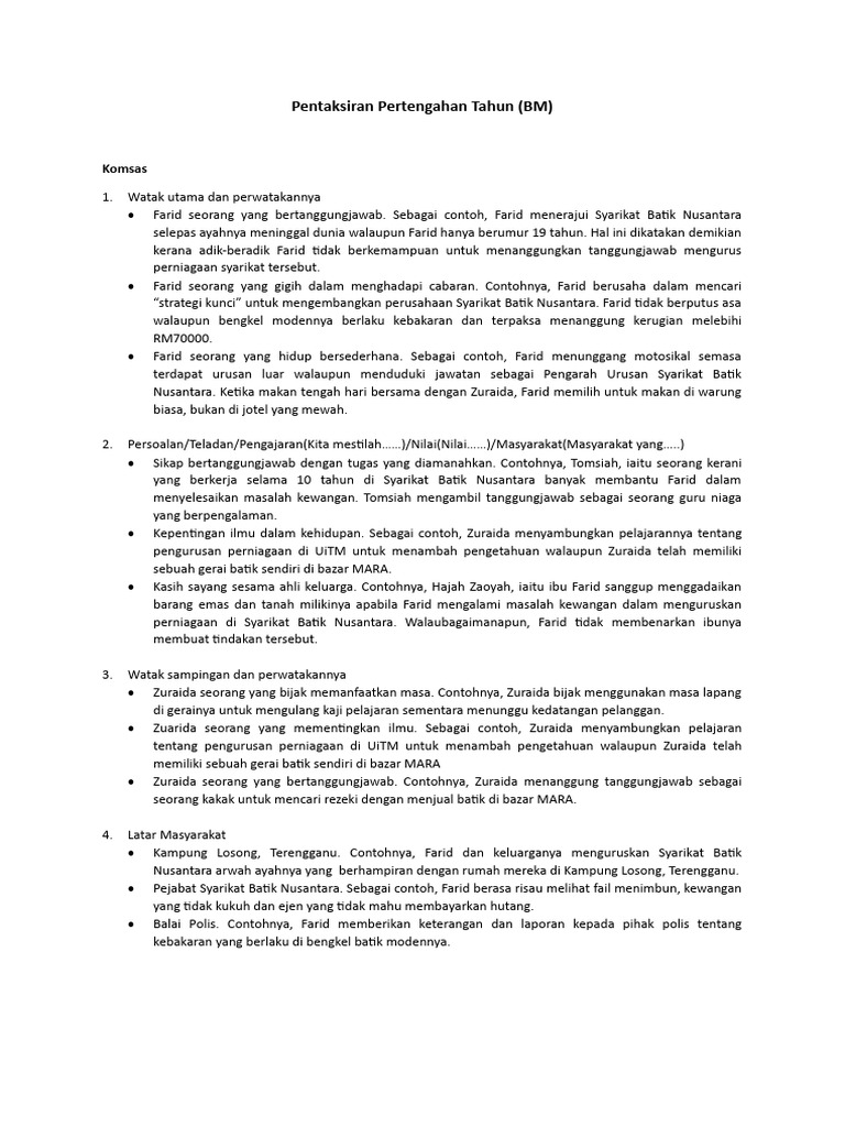 Pentaksiran Pertengahan Tahun (BM) | PDF