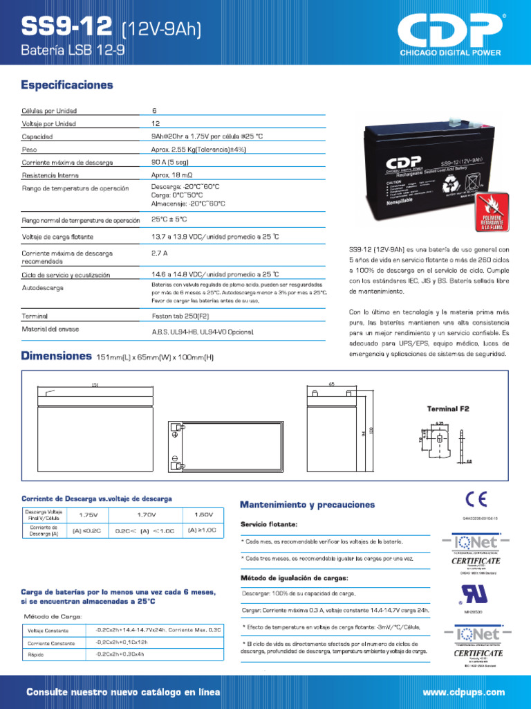 422-Catalogo LSB 9-12 (12V 9ah) SPA | PDF