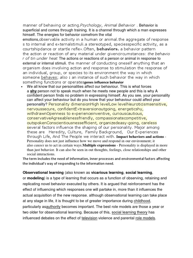 Manner | PDF | Affect (Psychology) | Behavior