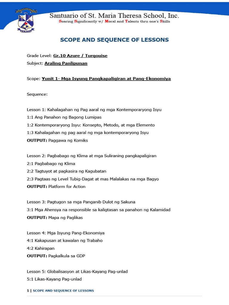 Scope-And-Sequence-Of-Lessons - Ap 10 | PDF