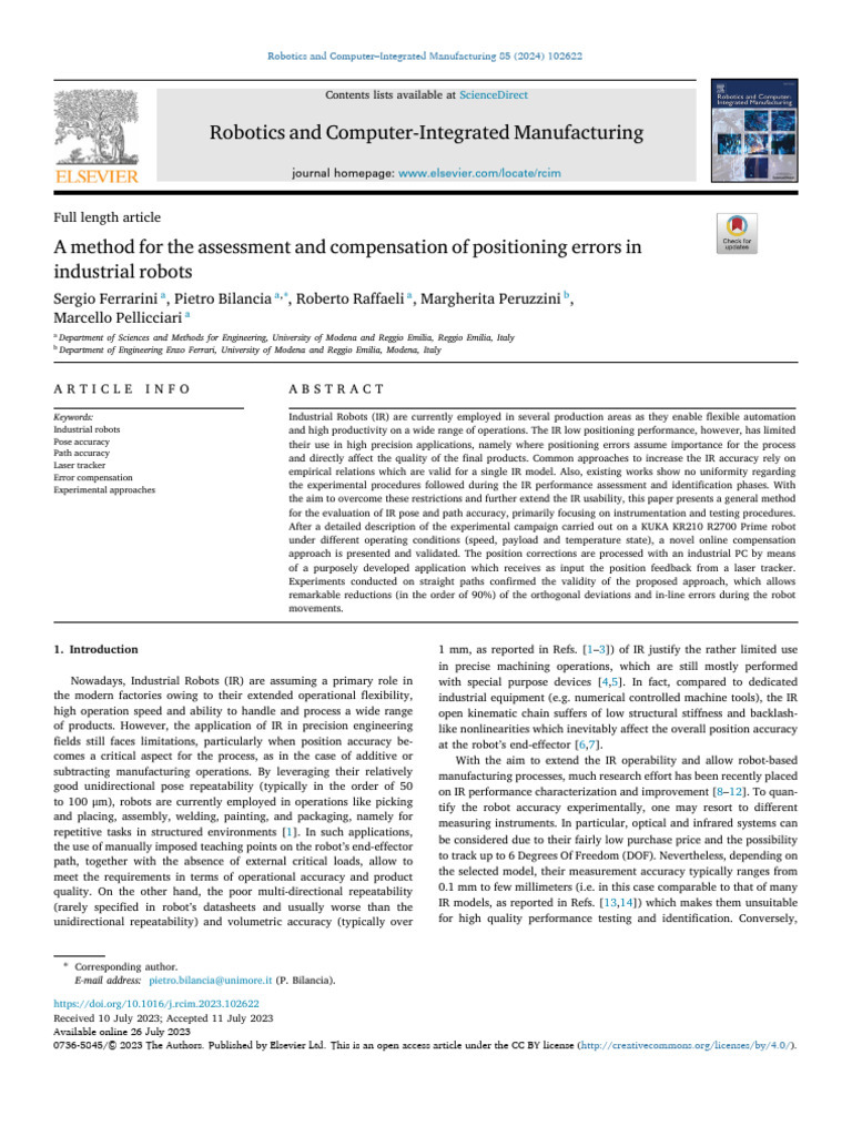 A Method For The Assessment and Compensation of Positioning Errors in ...