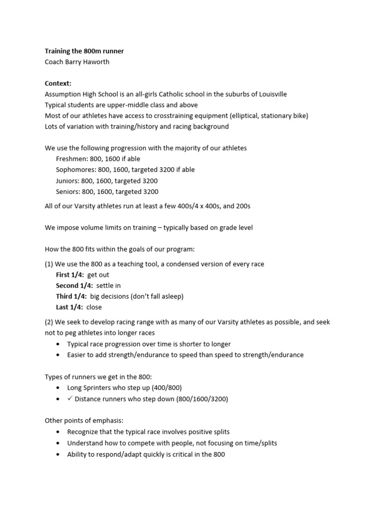 Training The 800m Runner | PDF | Running | Determinants Of Health