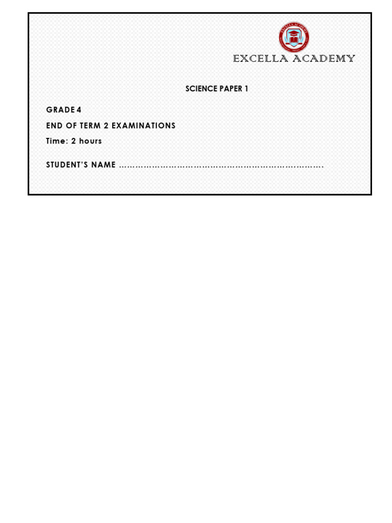 Grade 4 Science Paper 1 | PDF | Water | Nature