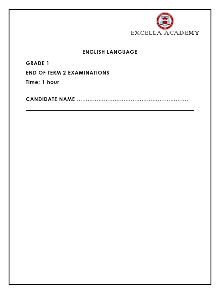 Excella Academy Grade 1 English Language | PDF