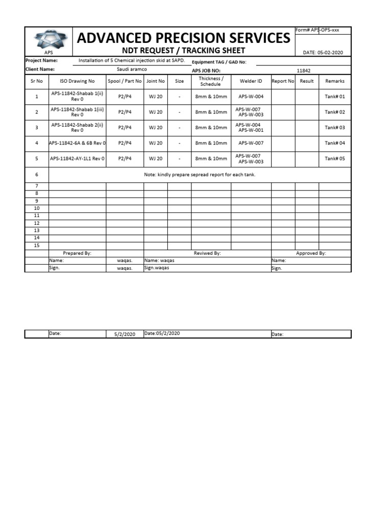 NDT Request Form | PDF