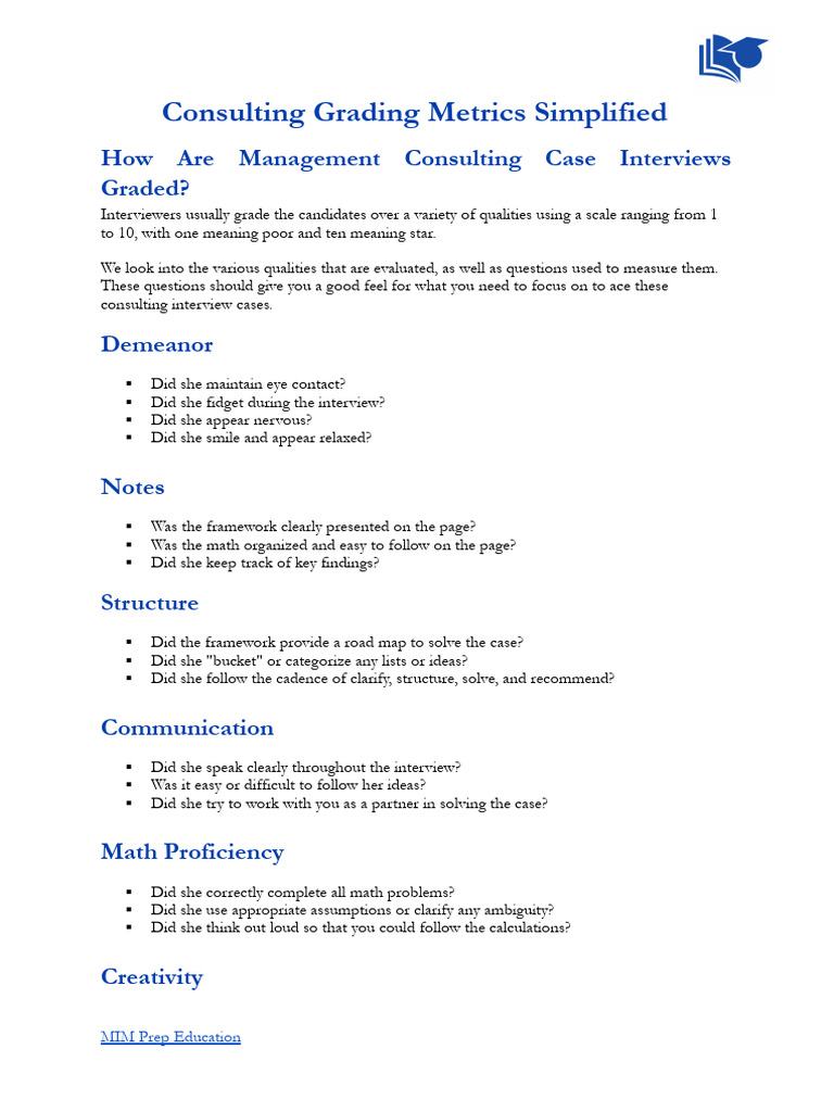 Consulting Grading Metrics | PDF | Career & Growth | Business
