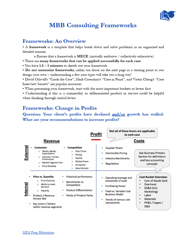Consulting Frameworks MBB | PDF