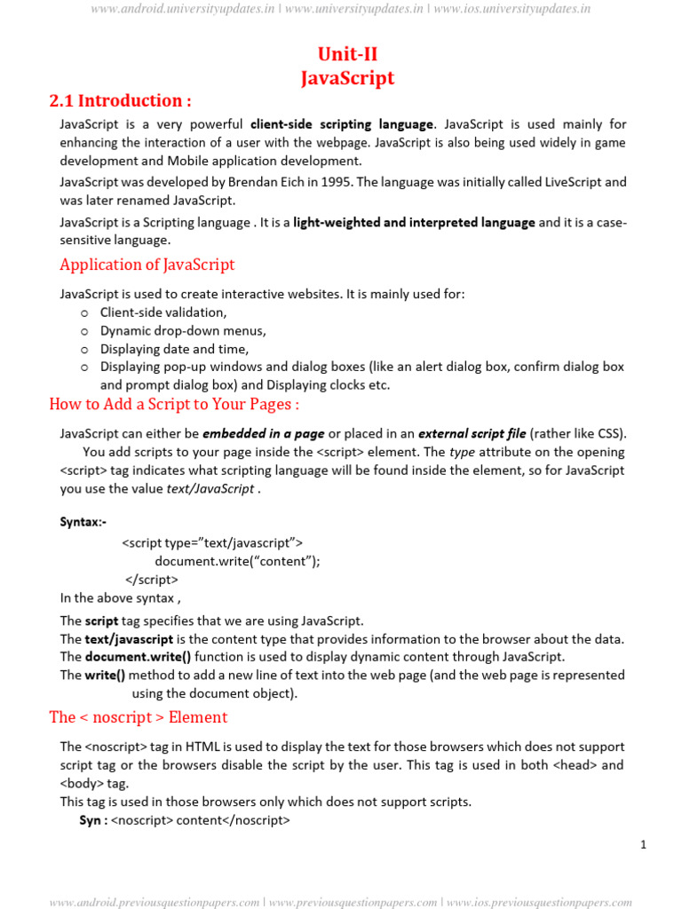 Unit-II Web Technologies | PDF Unit-II Web Technologies | PDF