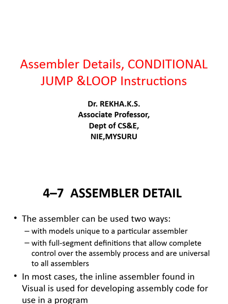 Assembler Conditional Jumps & Loops Guide | PDF | Assembly Language | Byte