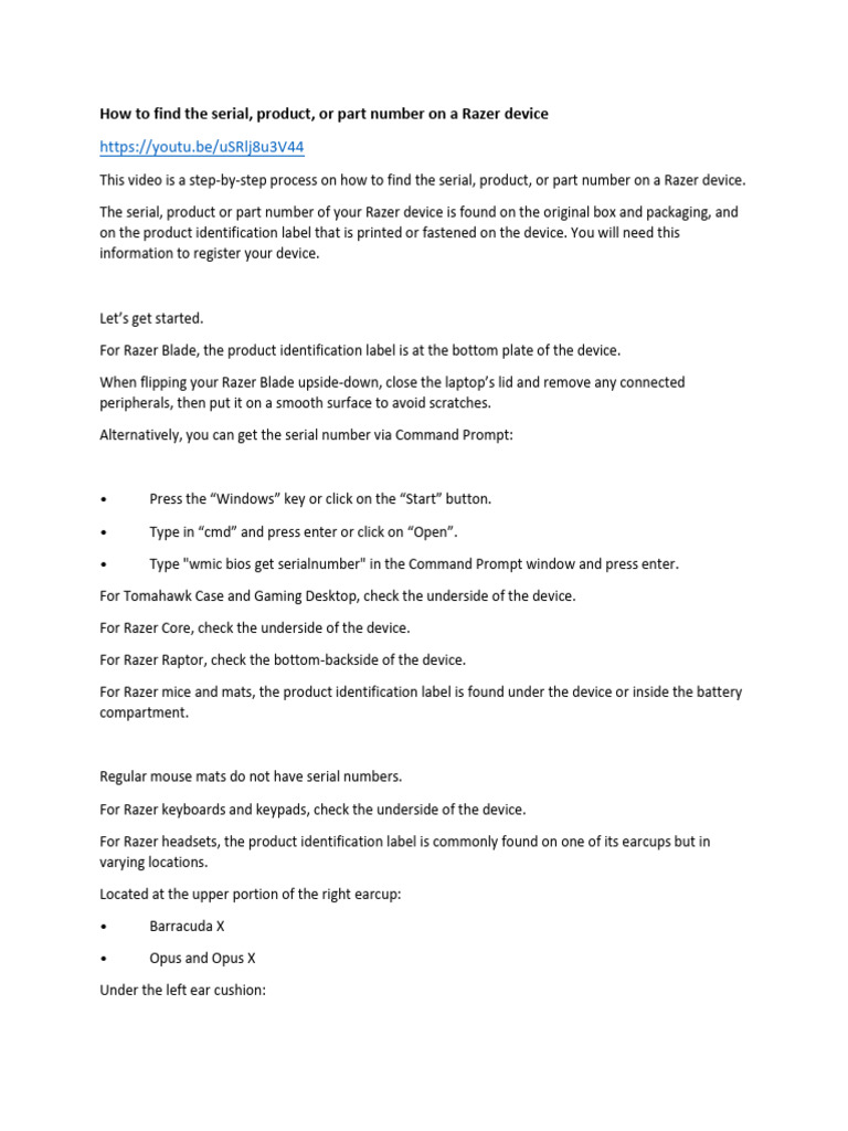 How To Find The Serial, Product, or Part Number On A Razer Device-548 ...