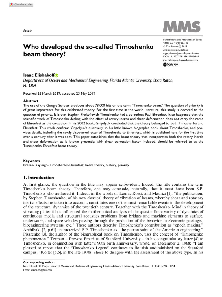 elishakoff-2019-who-developed-the-so-called-timoshenko-beam-theory | PDF