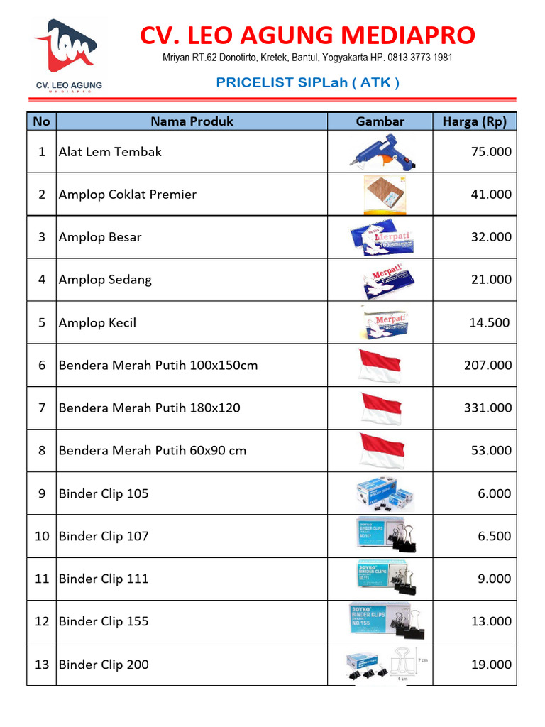 Katalog Harga SIPLah CV. Leo Agung Mediapro 2023-2024 | PDF
