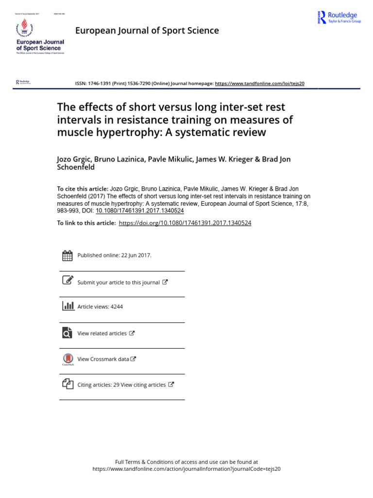Short Versus Long Rest Intervals For Hypertrophy | PDF | Strength ...