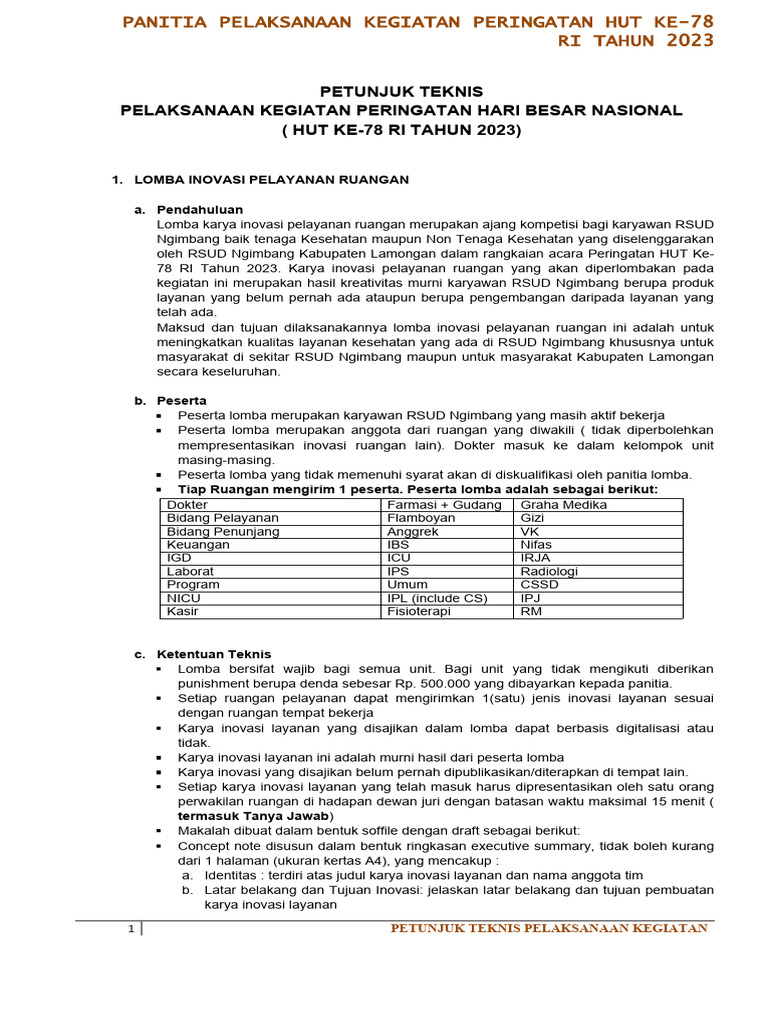 Petunjuk Teknis Lomba 2023 Edit Sie Acara | PDF