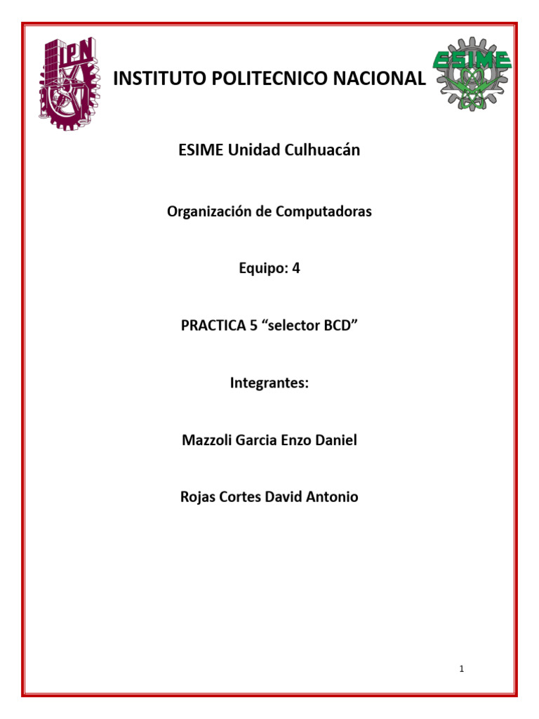5CV25-EQUIPO4-PRACTICA5-selector BCD | PDF