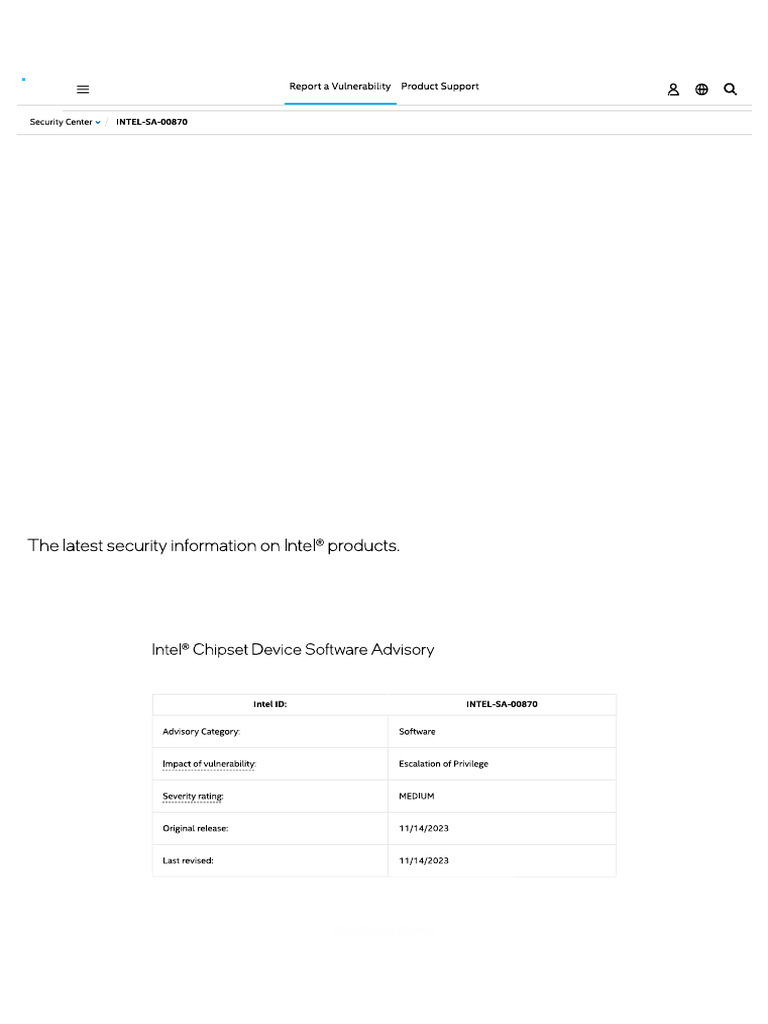 Intel Chipset - Intel-Sa-00870 | PDF