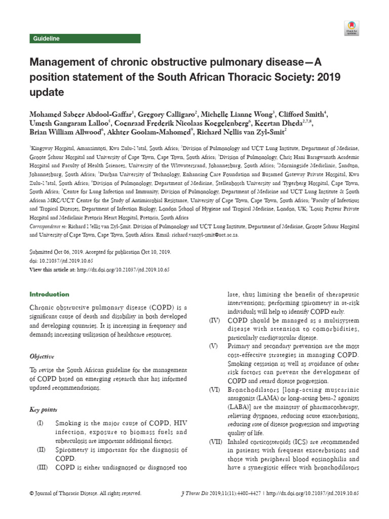 Management Of Chronic Obstructive Pulmonary Disease Pdf