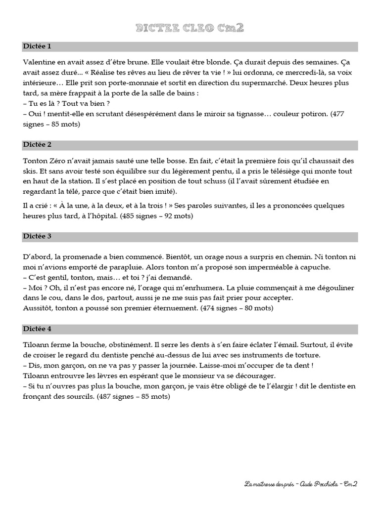 Dictee Cleo Cm2 | PDF