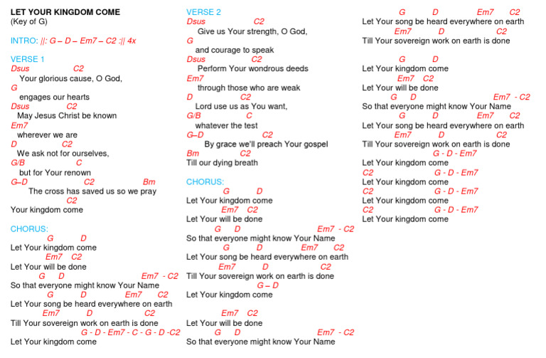 Let Your Kingdom Come Key of G | PDF