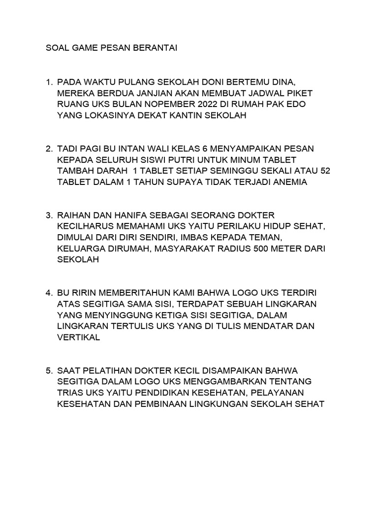 Soal Game Pesan Berantai | PDF