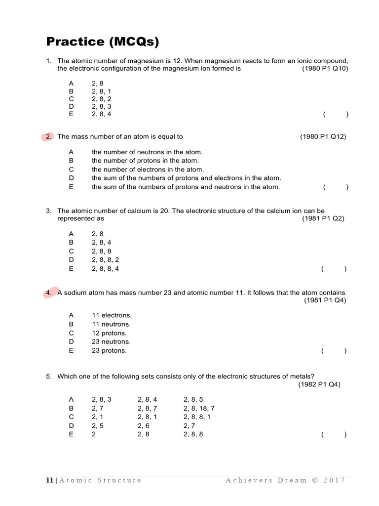 1 - Atomic Structure - Week 1 | PDF