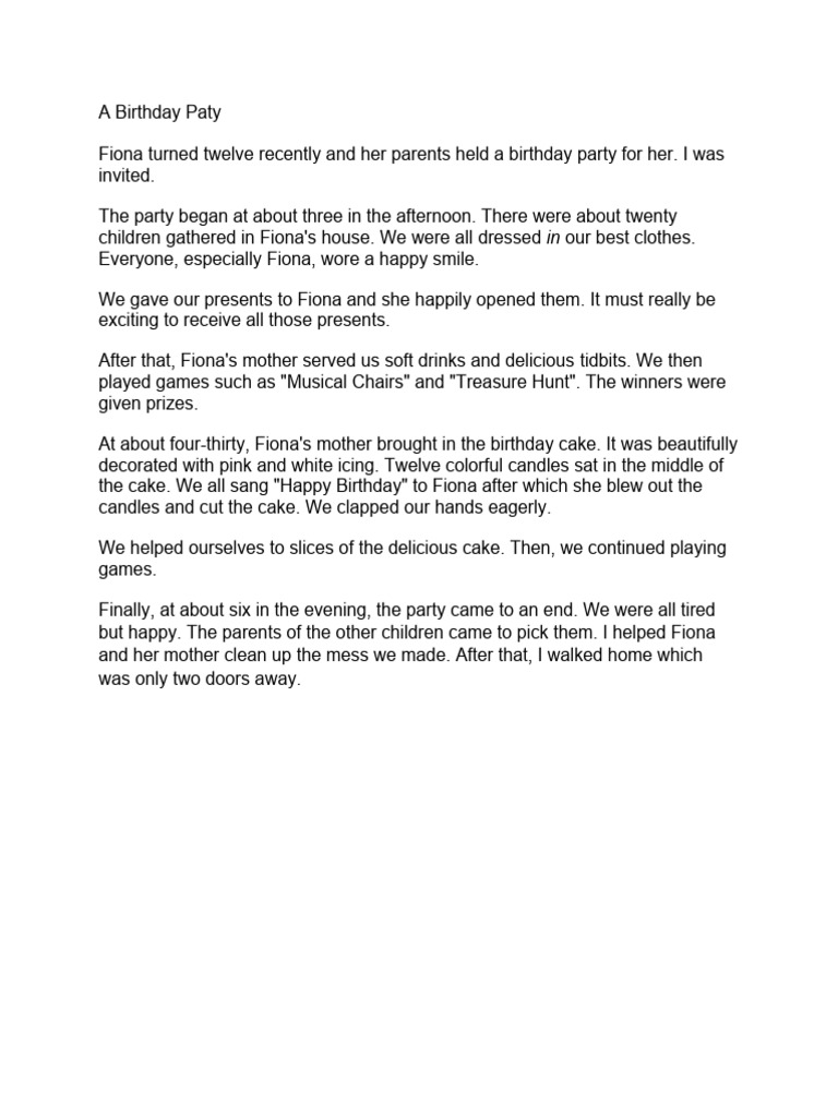 A Birthday Paty | PDF