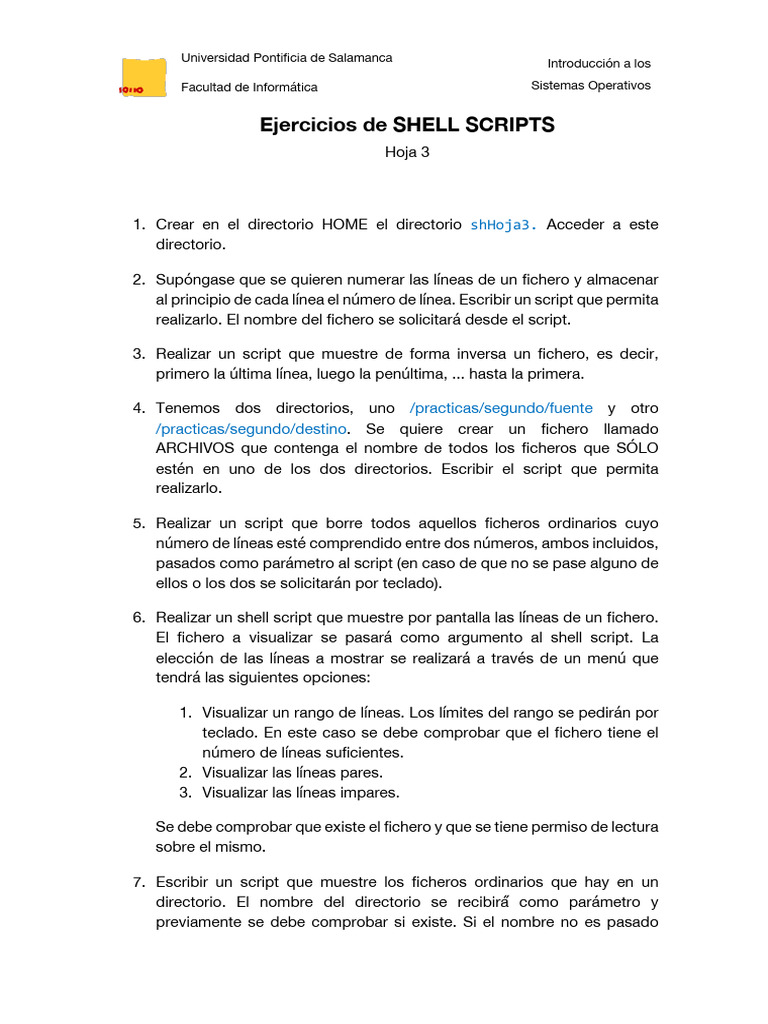 3 Ejercicios SHELL SCRIPTS | PDF