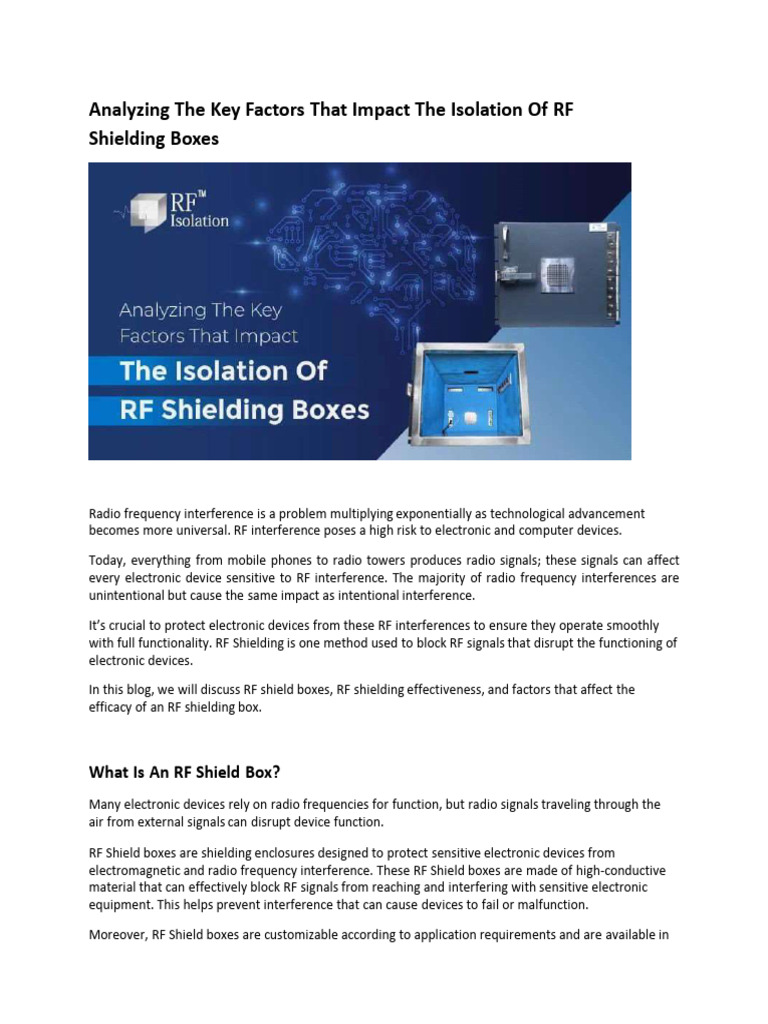 Key Factors That Impact The Isolation of RF Shielding Boxes | PDF ...