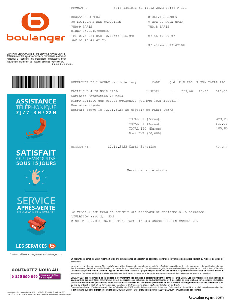 Boulanger Facture | PDF