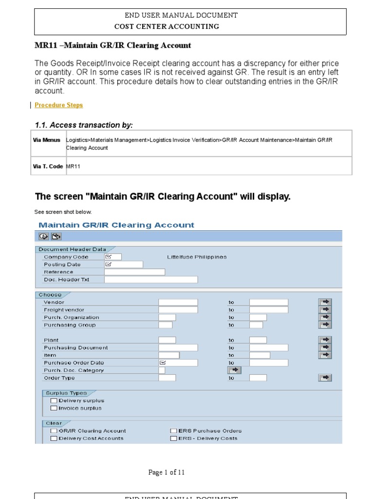 GR/IR Clearing Account Guide | PDF | Invoice | Receipt