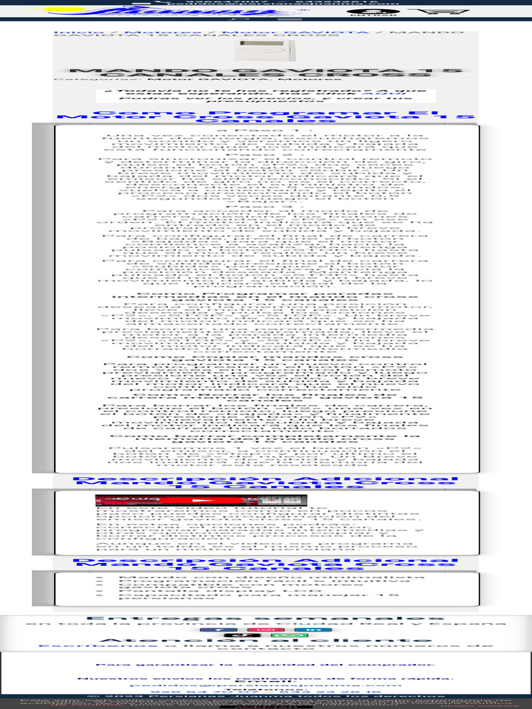 Instrucciones Mando Gaviota 15 Canales | PDF | Cookie HTTP | Control remoto