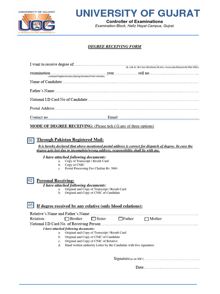 02 Degree Receiving Form DC | PDF