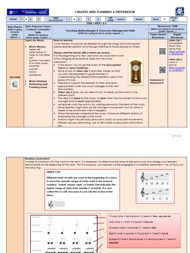 Lesson Plan W 1& 2 | PDF