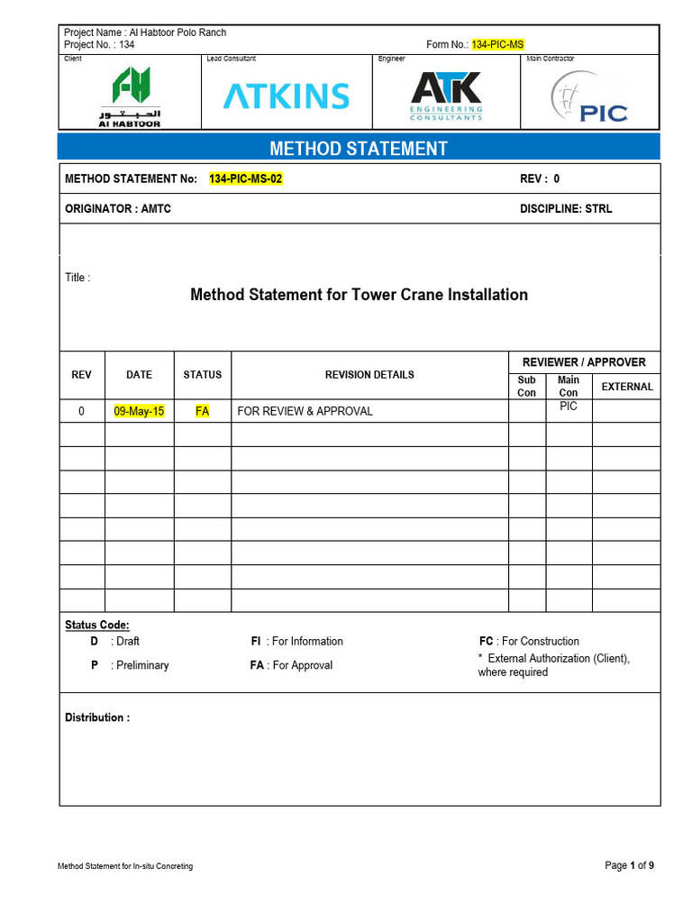 Method Statements | PDF