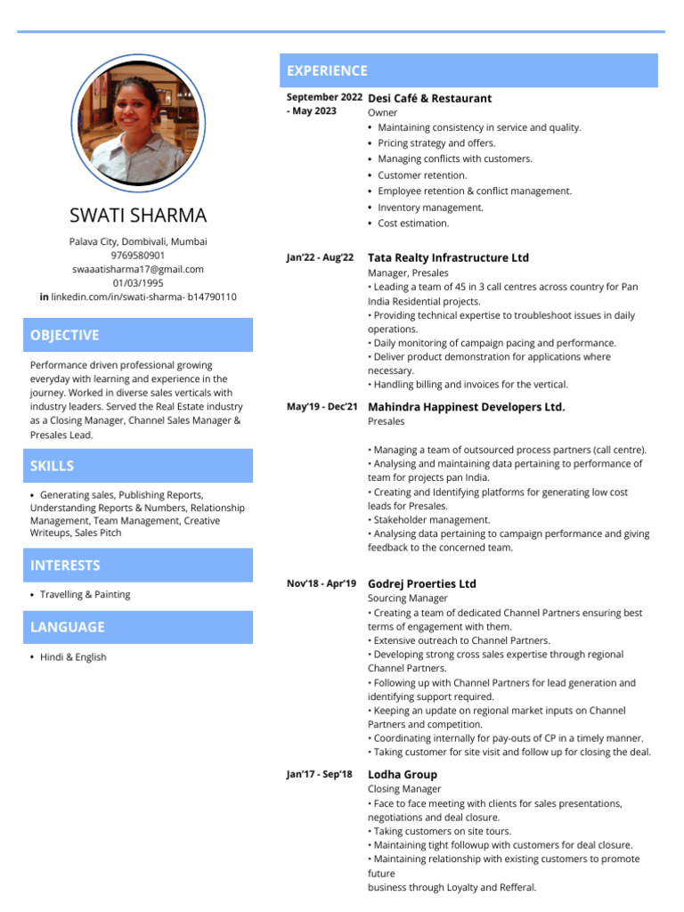 Swati S CV | PDF