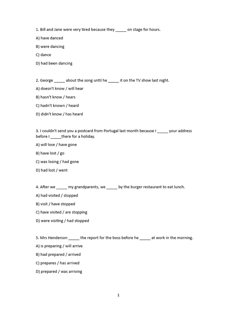 Past Simple Past Continuous Multiple Choise | PDF | Language Arts ...