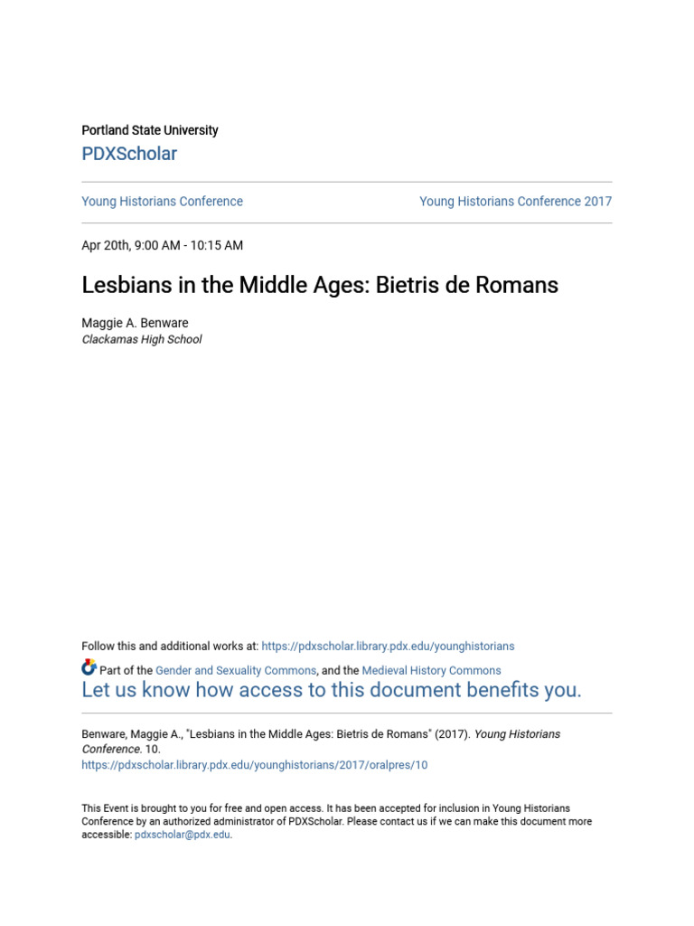 Lesbians in The Middle Ages - Bietris de Romans | PDF