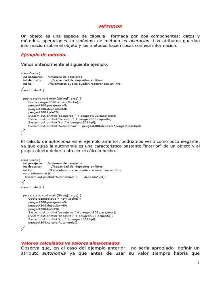 Métodos Pdf Constructor Programación Orientada A Objetos Programación