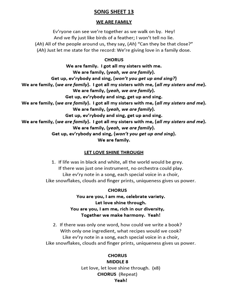 Song Sheet 13 | PDF